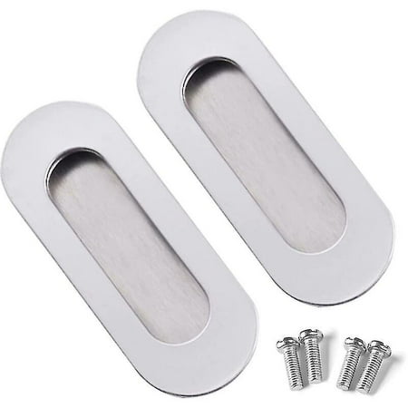 2 Pieces Recessed Door Handles,stainless Steel Recessed Handle,oval ...