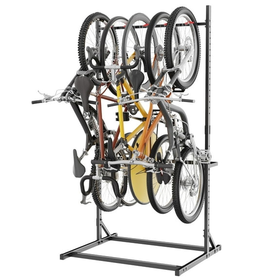 Foldable Vertical & Horizontal Bike Rack - Space-Saving Floor Stand for Garage/Indoor Storage ...