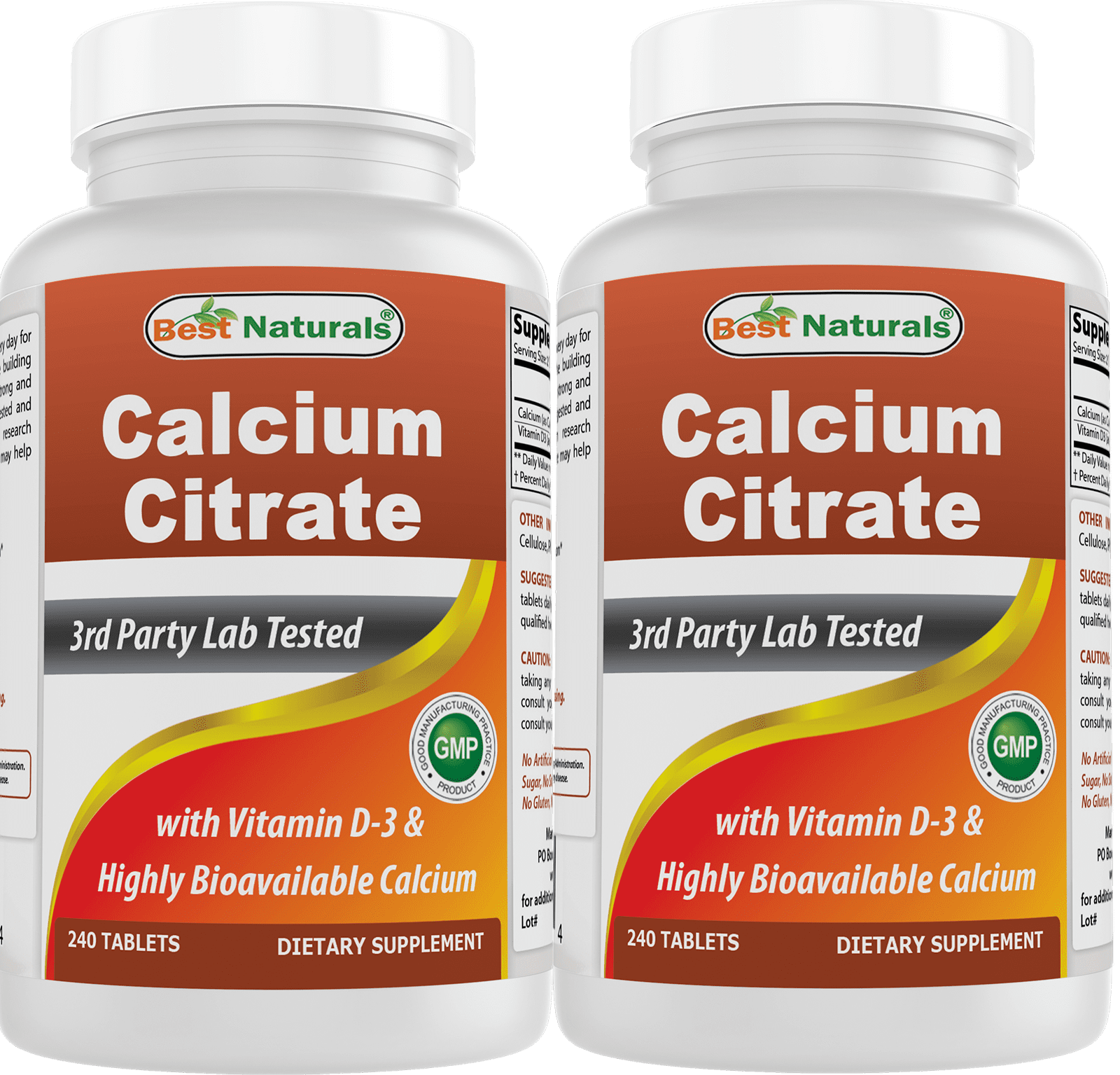 Best Naturals Calcium Citrate with D-3 - 2 Pack, 240 Tablets, Purity ...