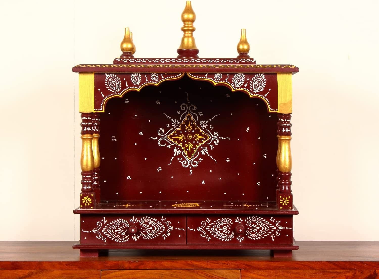 Wooden Pooja Mandir For Home And Office / Rajasthani Ethnic Handcrafted ...