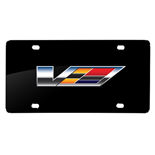 Cadillac V Logo Graphic Black Stainless Steel License Plate for CTS-V ...