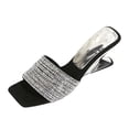 Bibifish Womens Wedge Slide Sandals Glam Rhinestone Encrusted Wide ...