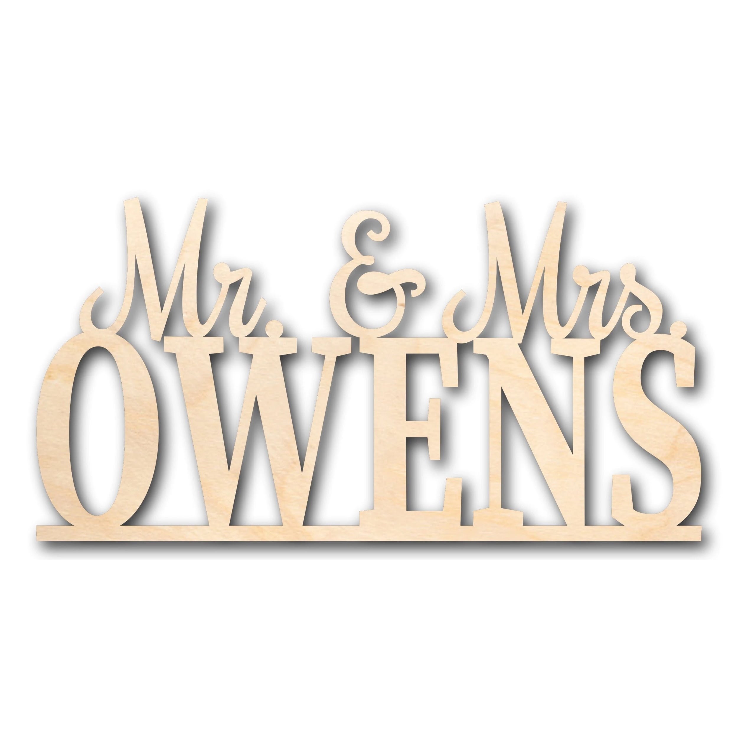 Mr. Mrs. Owens Sign Unfinished Wooden Cutout Home Decor DIY - Walmart.com