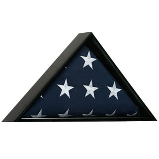 American Art Decor Oak Wood Triangle Wall Flag Display Case - 13" H x ...