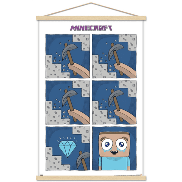 Minecraft - Simple Comic Steve Cry Wall Poster with Magnetic Frame, 22. ...