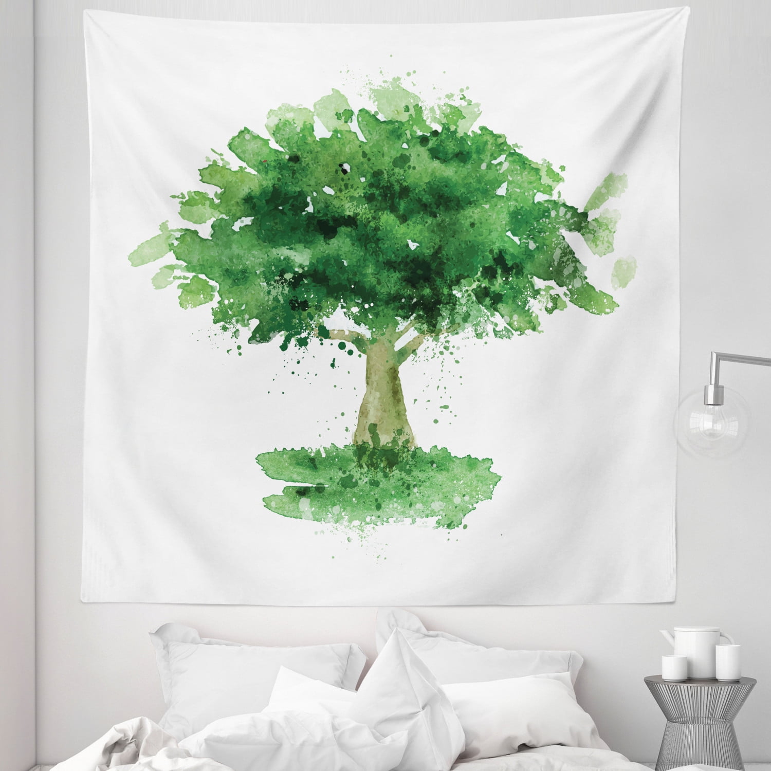 Oak Tree Tapestry, Watercolor Look Painting Minimal Nature Composition ...