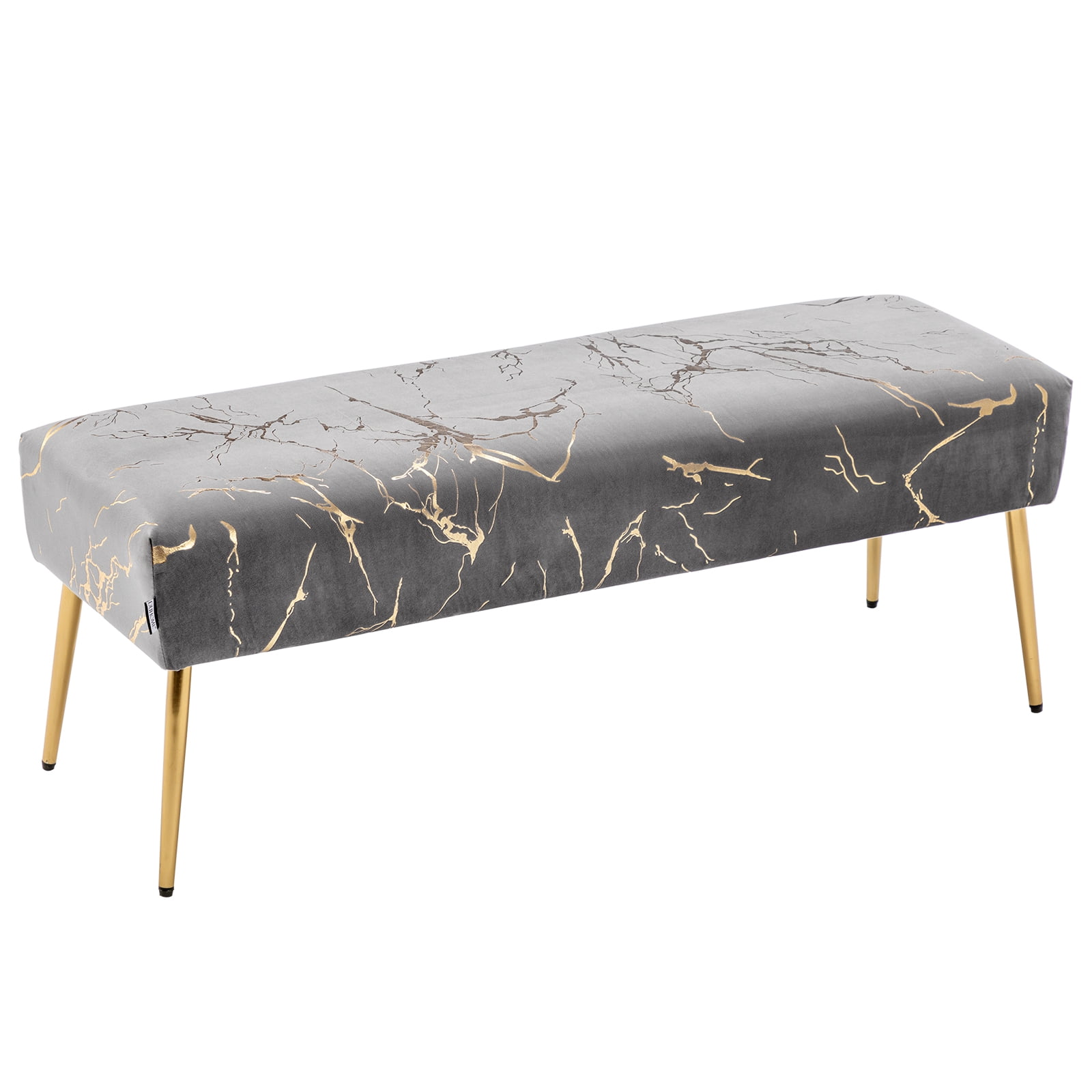 Duhome Elegant Lifestyle Ottoman Bench Gilding Velvet Uphplstered Grey