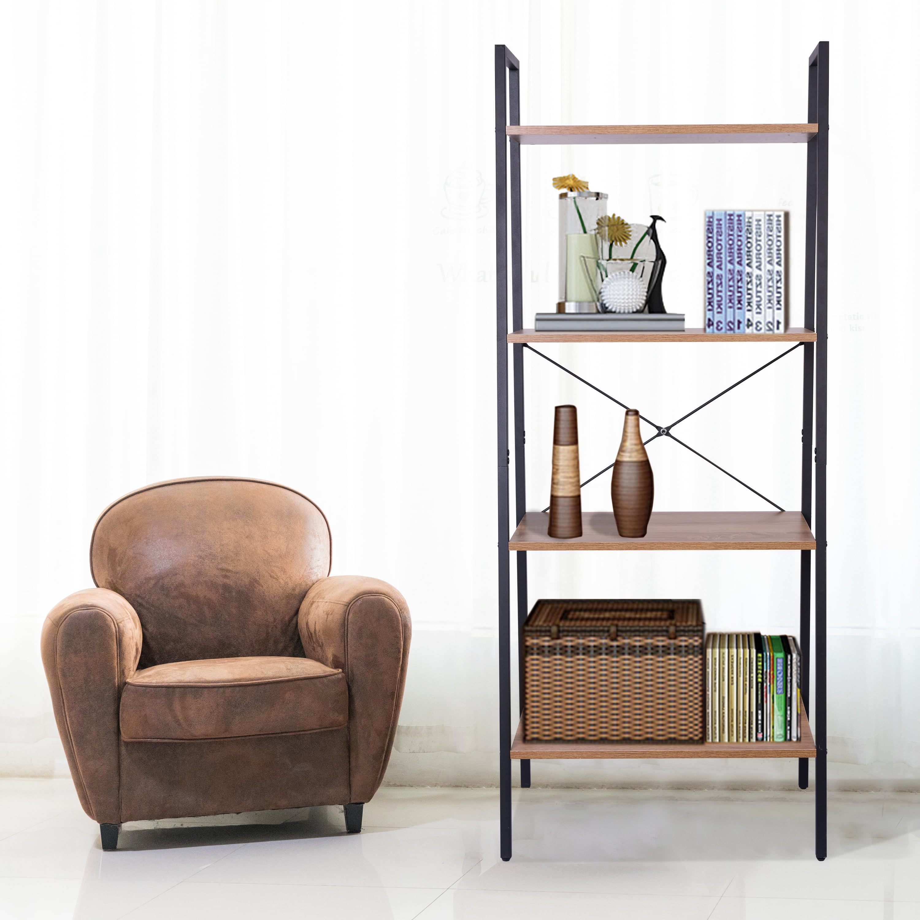 Elitezip 53 In H 4-Tier Freestanding Bookcase Storage Rack Plant Stand ...