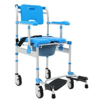 Foldable Shower Chair with Wheels, Aluminum Alloy Height Adjustable ...