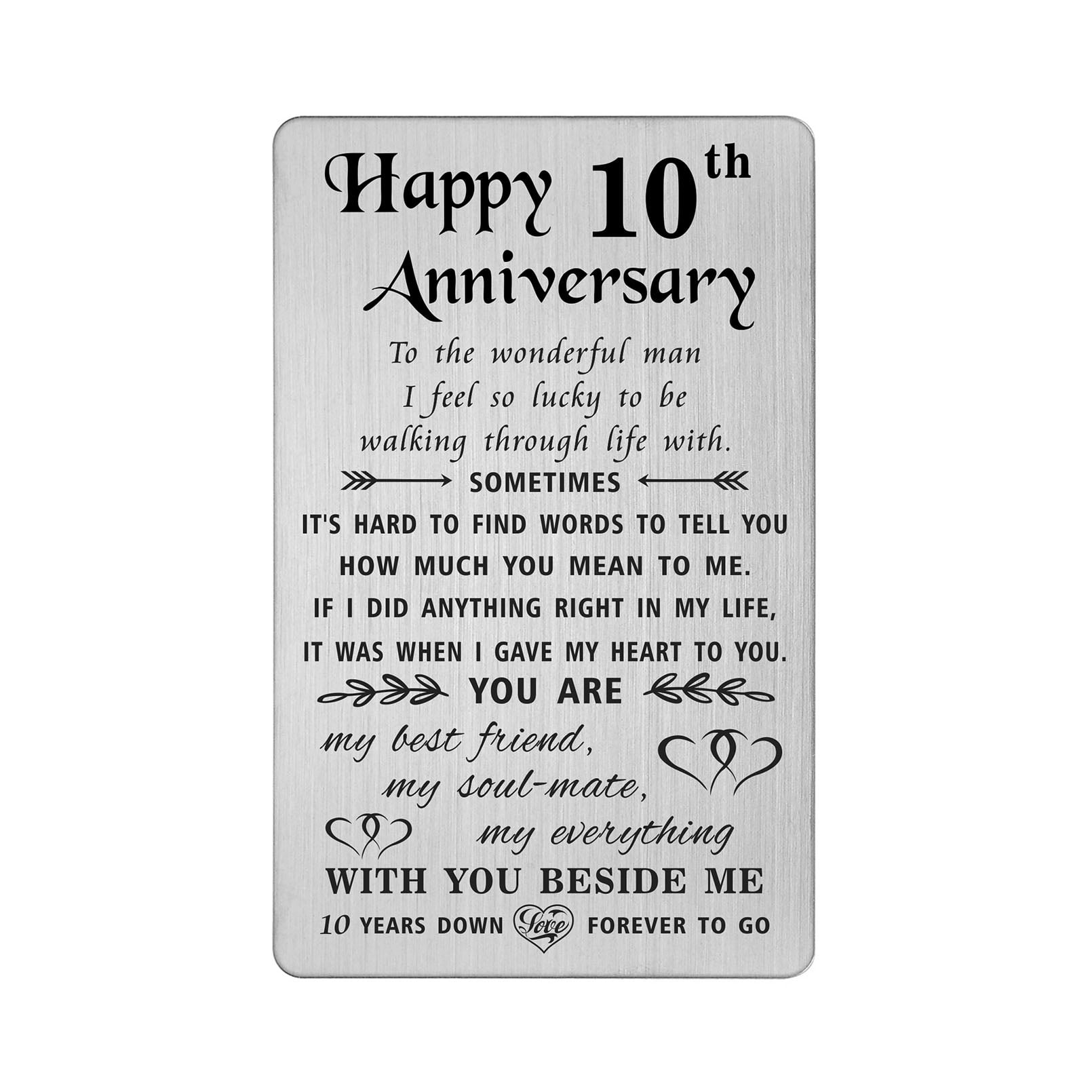 Tanwih Happy 10th Anniversary Card For Men 10 Year Anniversary Gift
