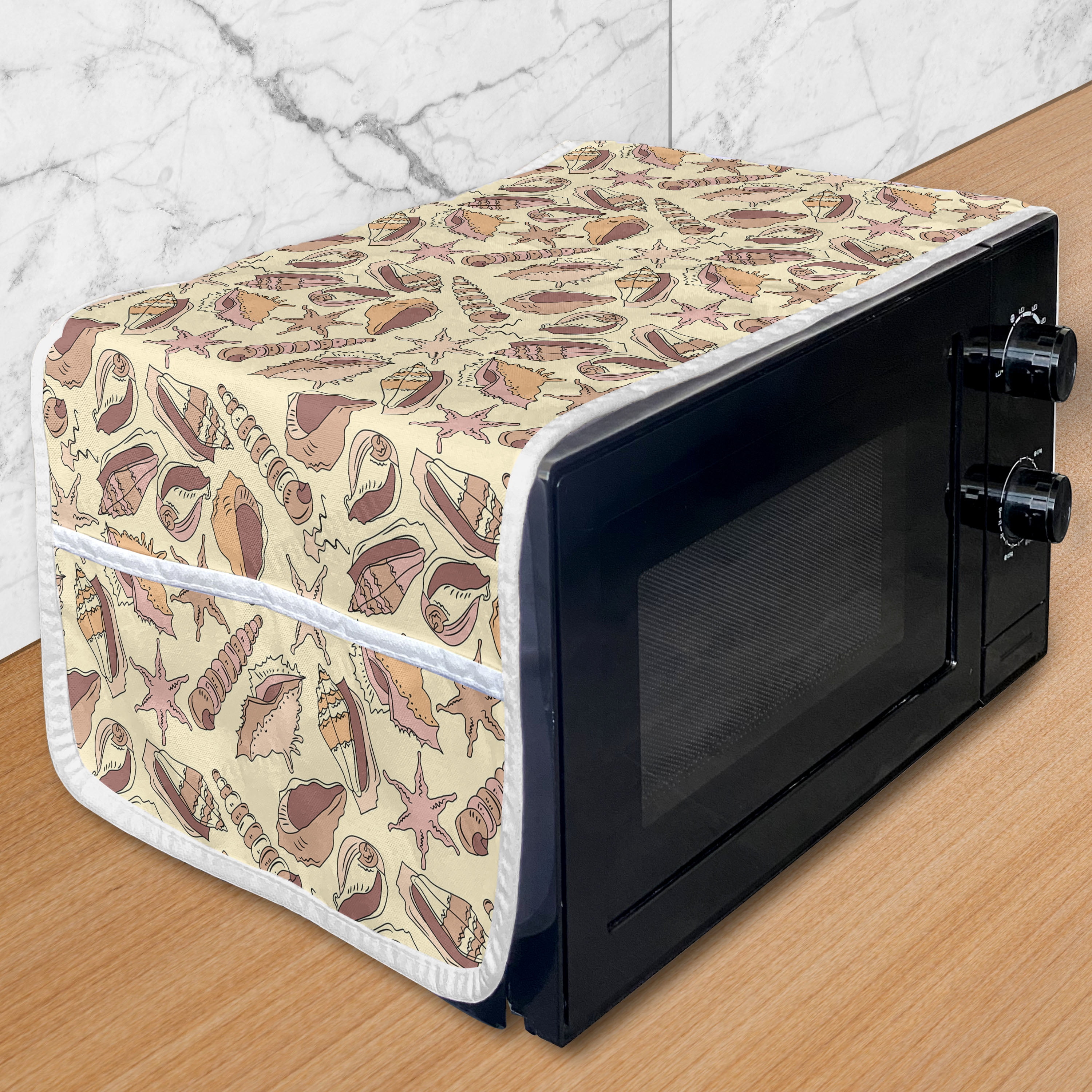 Shell Microwave Oven Cover, Abstract Design Different Seashells Doodle ...