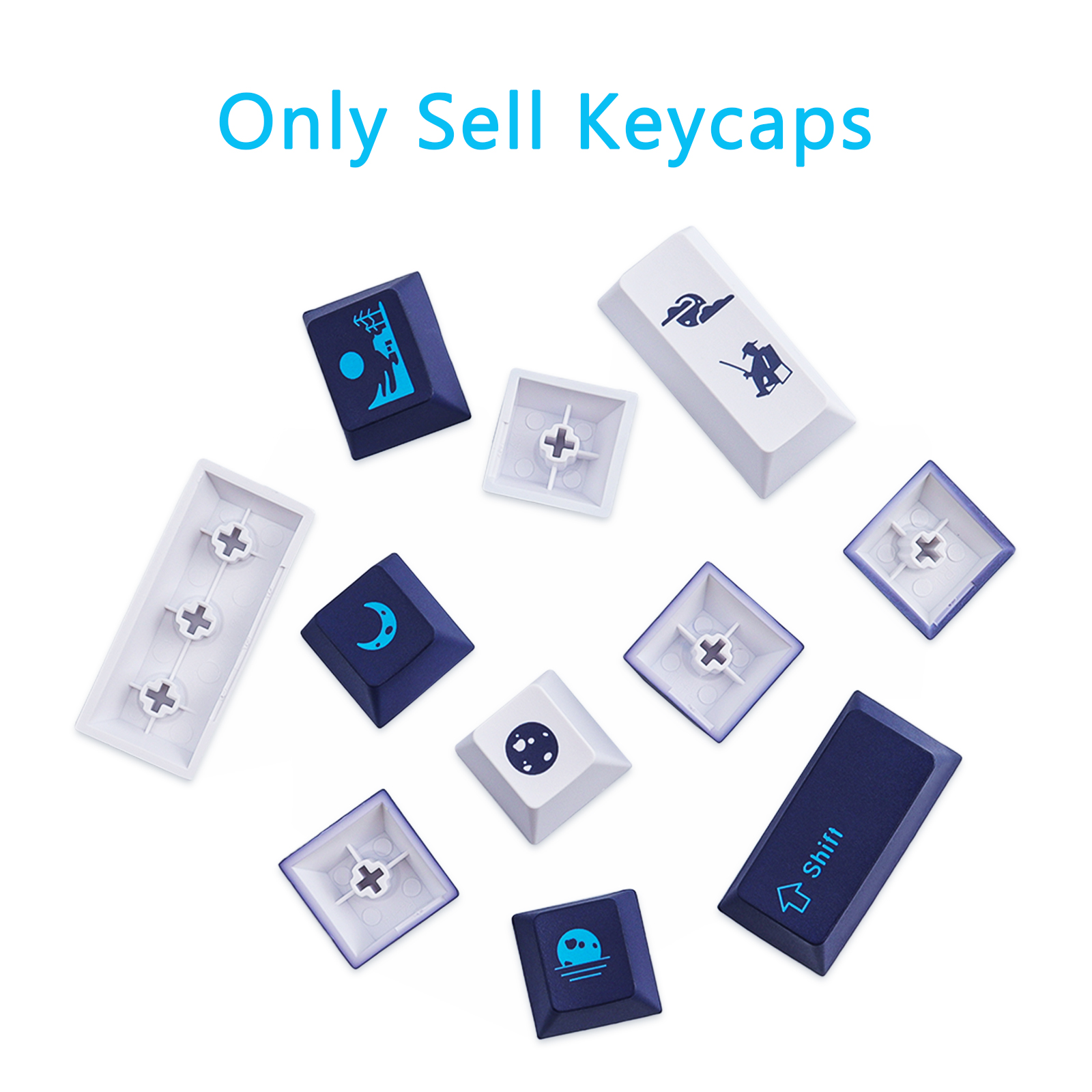 Buy PBT Keycaps 129 Keys Blue Hell Japanese Keycap Set Cherry Profile ...