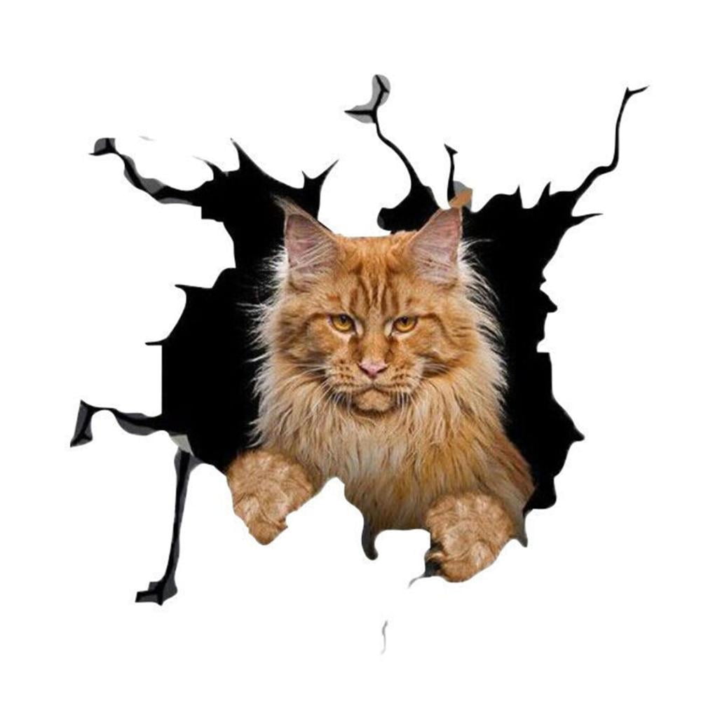 Cat Car Sticker|Cracking Decal with Realistic 3D Animal|Waterproof ...