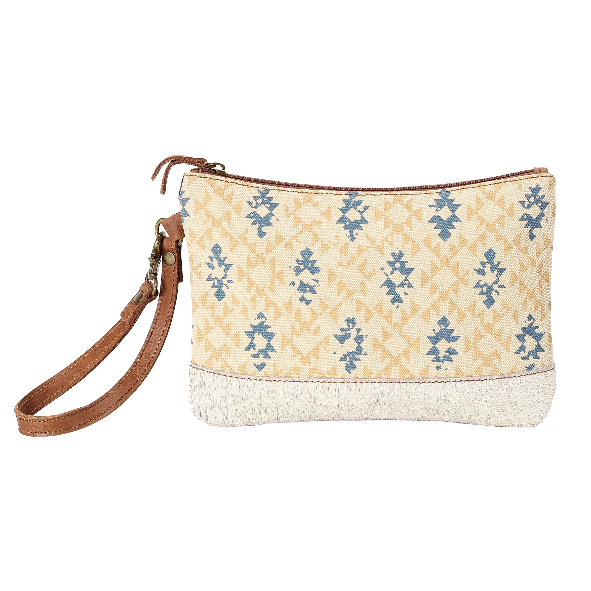 ANNGOTI Women's Wristlet Clutch Slim Wallet Bag in Canvas & Cowhide ...