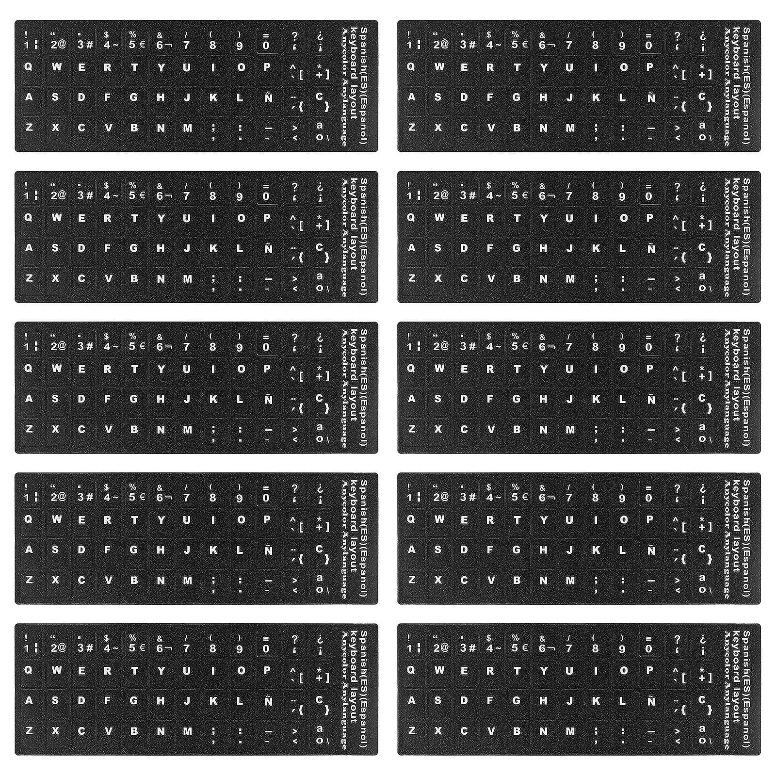 10 Sheets Spanish Computer Keyboard Stickers Laptop Notebook Keyboard ...