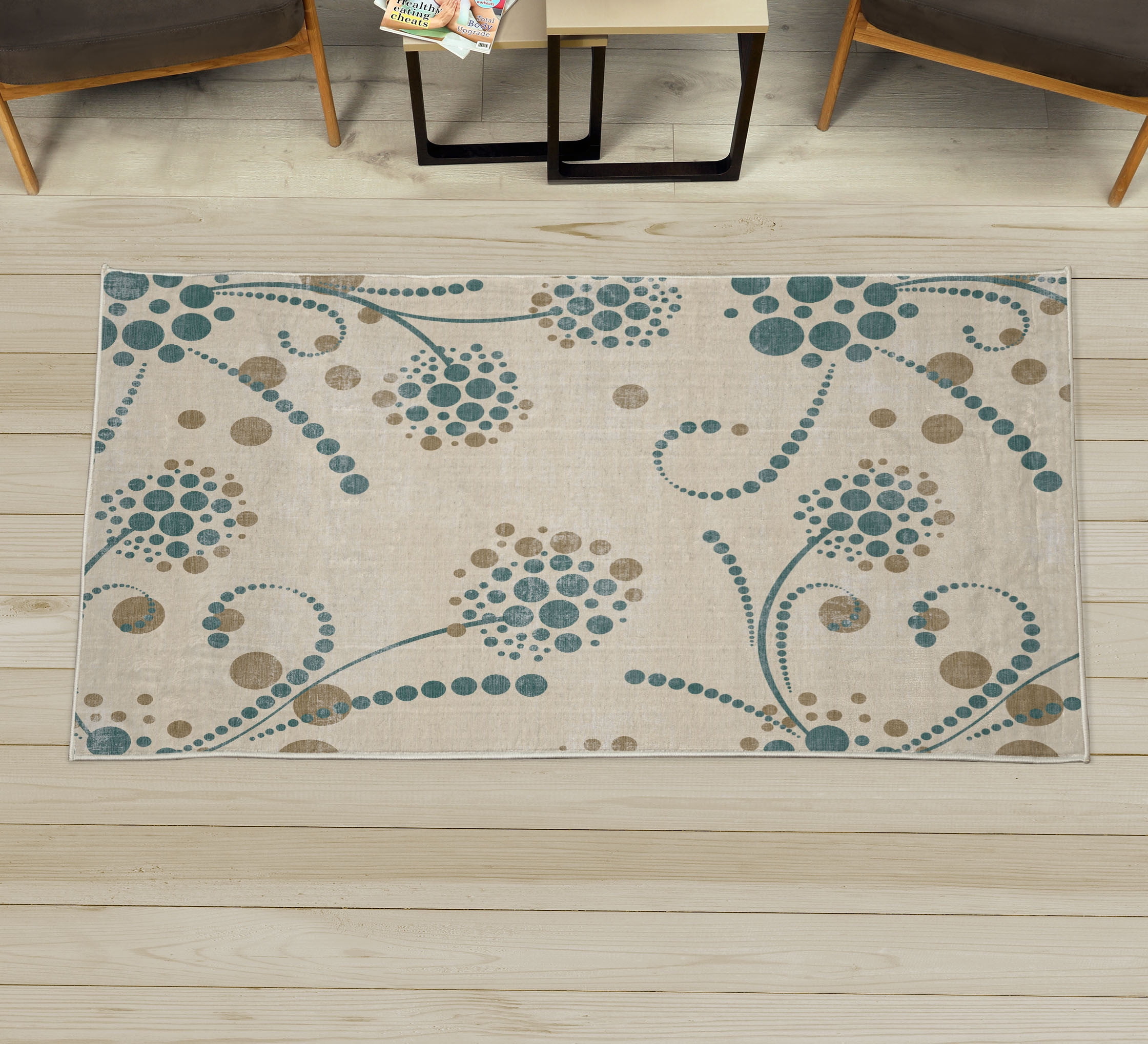 Abstract Decorative Rug, Spiral Form Circular Flowers Modern Style ...