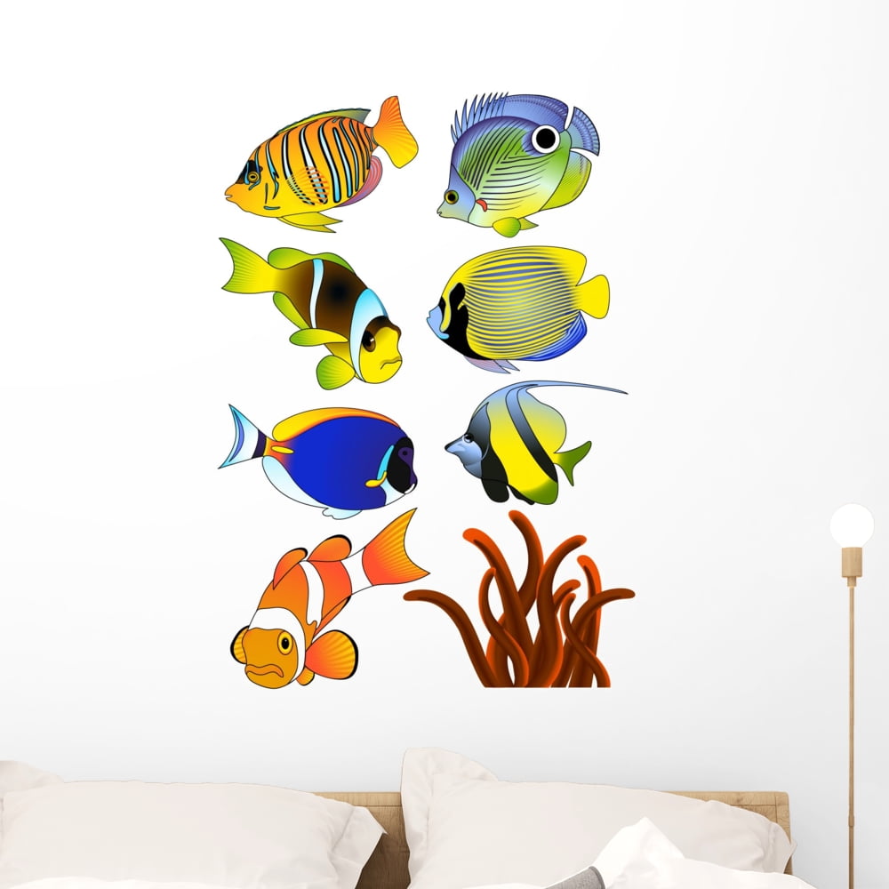 Exotic Fish Vector Illustartion Wall Decal by Wallmonkeys Peel and ...