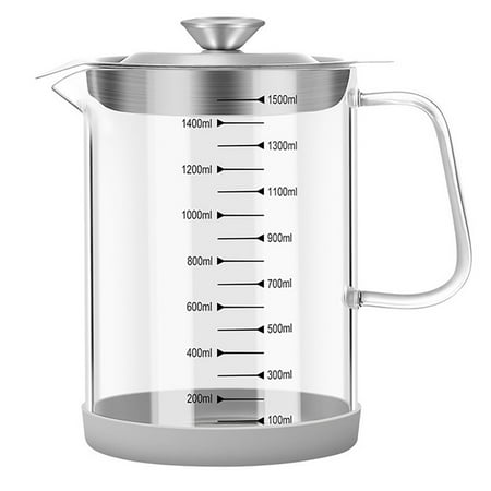 Transparent Glass Oil Filter Pot with Scale Kitchen Oil Separator Home ...