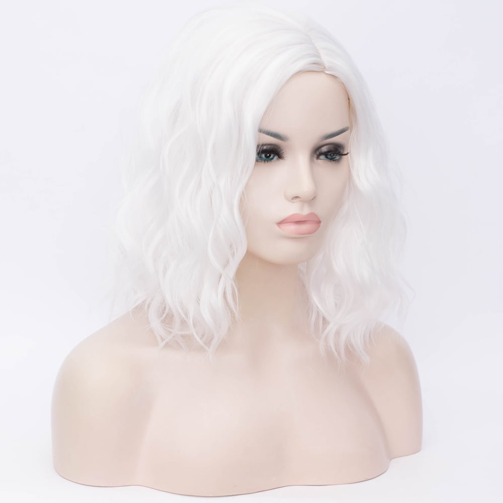 Buy Righton White Wig For Women Short Curly Wavy Wig White Bob Wig Side Part Synthetic Wig With