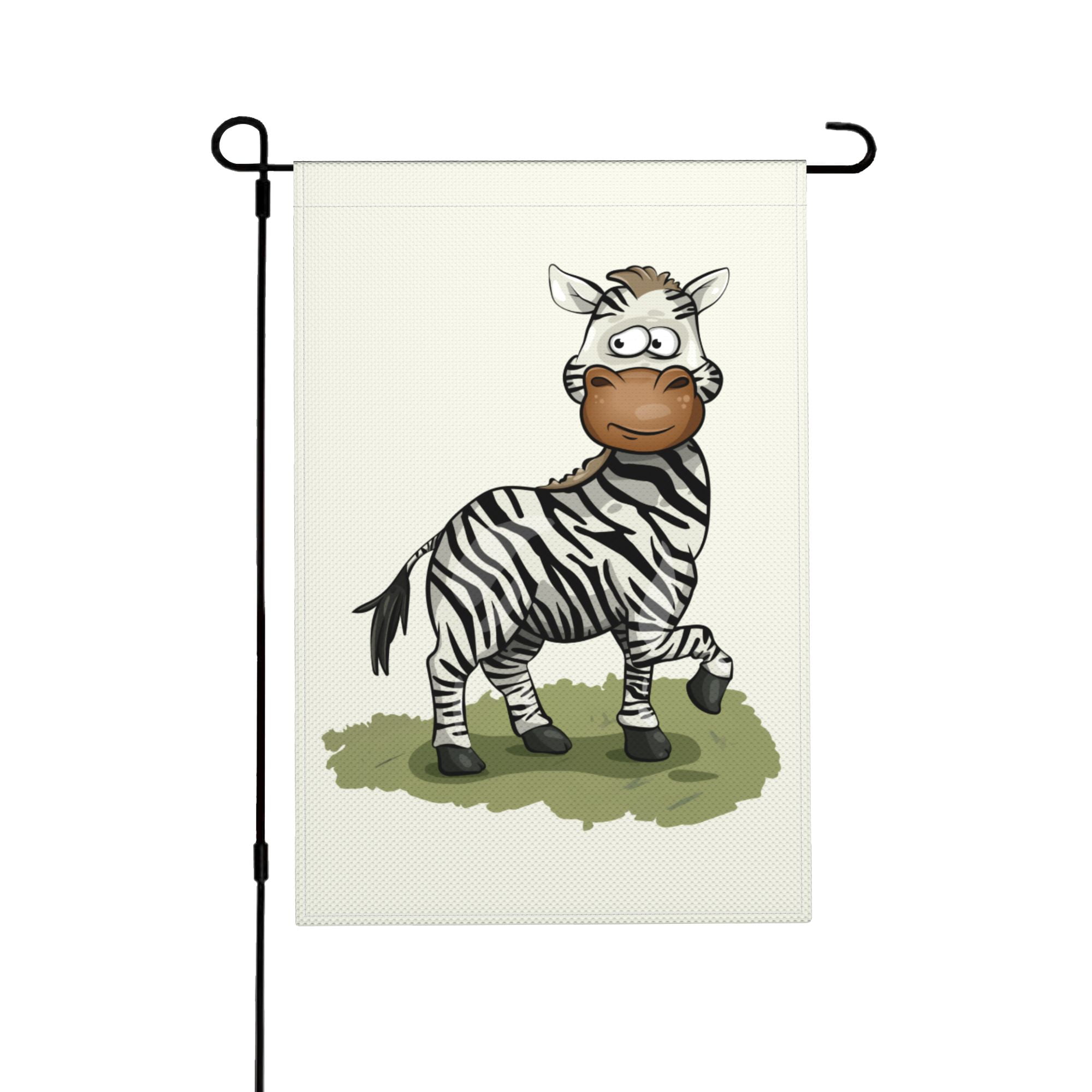 TEQUAN Cartoon Animal Zebra Garden Flags, 18 x 12 inch Double Sided ...