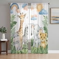 Cartoon Animals Sheer Curtains 84 inches Long 2 Panels Set Giraffe ...