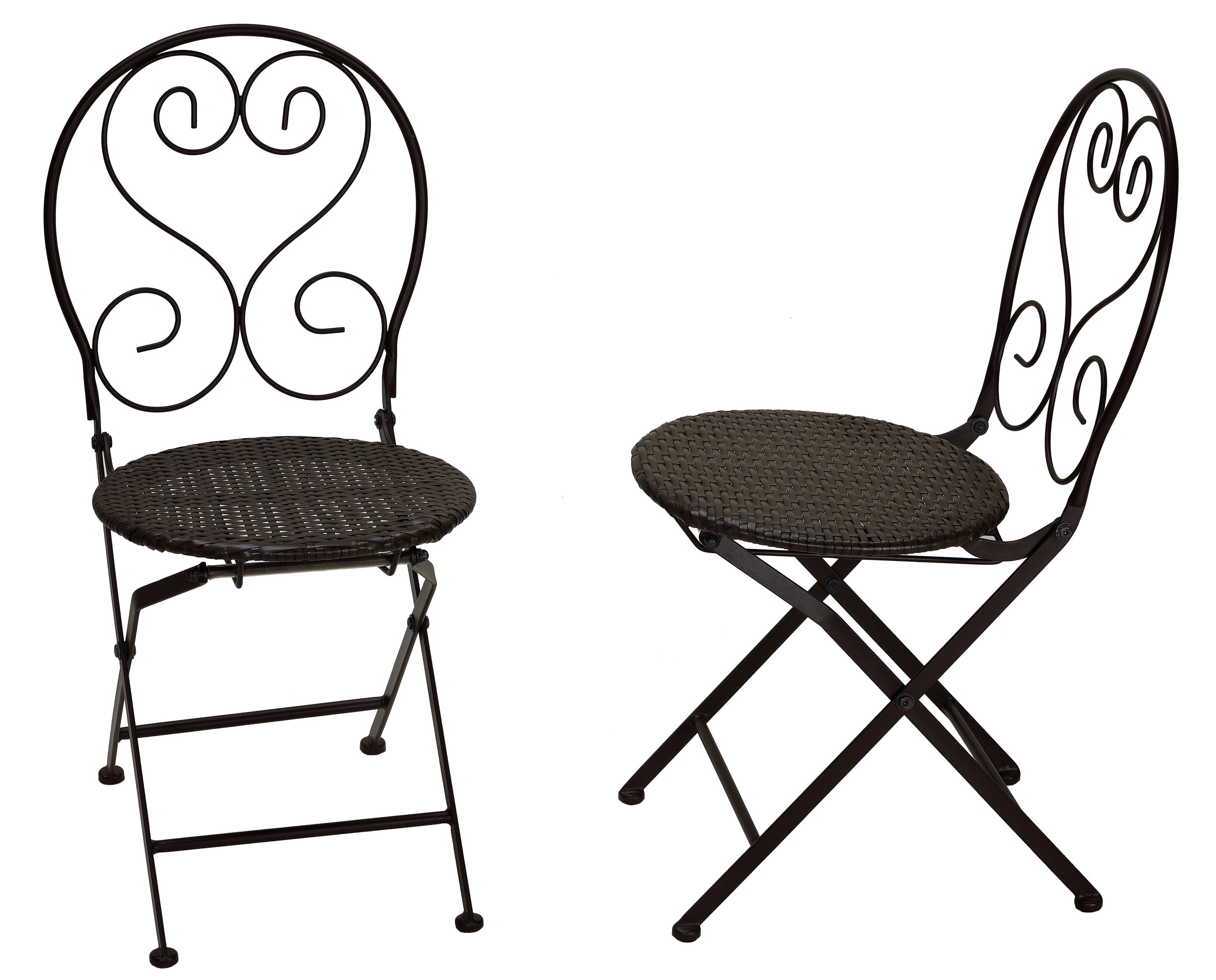 Cortesi Home Deedee Indoor/Outdoor Metal Folding Chair Wicker Seat, Set ...