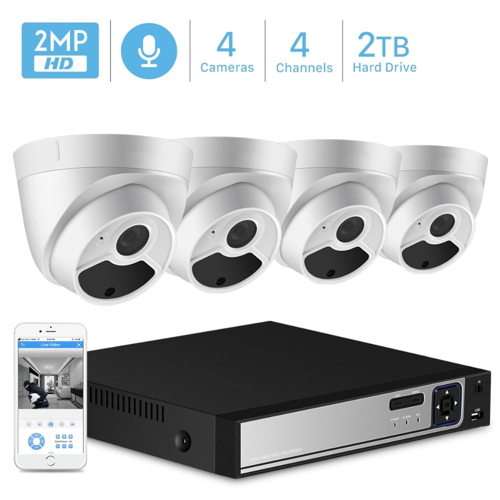 Sistema de grabación de Audio CCTV, kit de NVR POE, 4 canales, 1080P, 2 ...