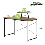 Magshion 47" Computer Desk, with Fixed Monitor Stand, Black Metal Frame ...