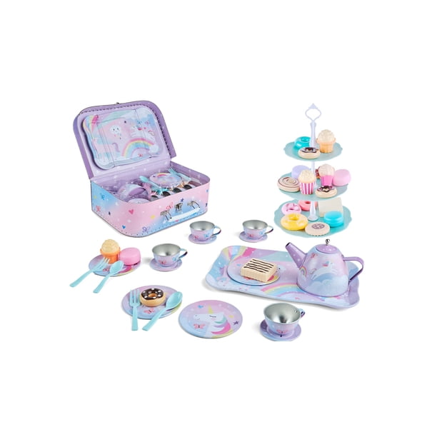 42 Piece Tea Party Set For Little Girls Gift Pretend Kids Toy Tin Tea ...