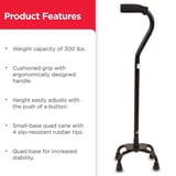 Equate Quad Walking Cane with Small Base – Height Adjustable, 300 lb ...