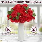 25 Folly Red 9.5" Artificial Roses W/ Stems - Award-Winning, Gorgeous ...