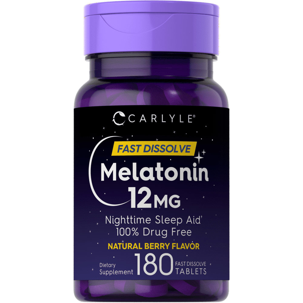Melatonin 12 Mg Fast Dissolve 180 Tablets Nighttime Sleep Aid
