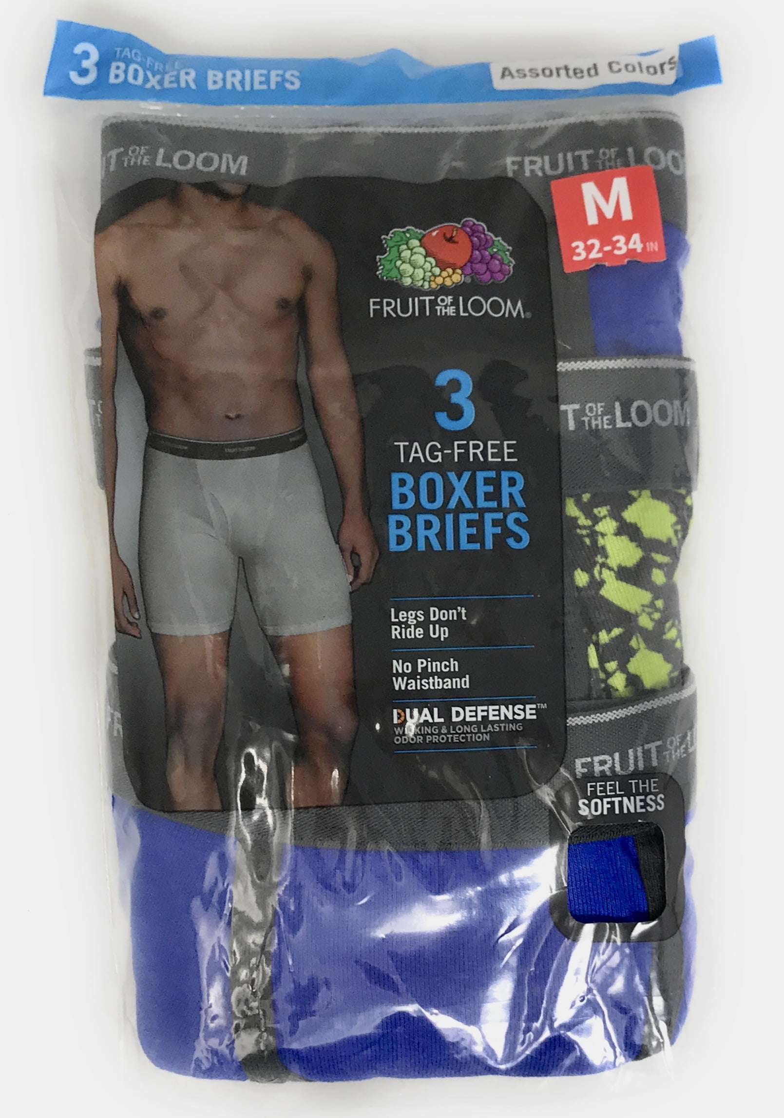 Fruit of the Looms Men's Tag-Free Boxer Briefs - 3 Pair Package, Size ...