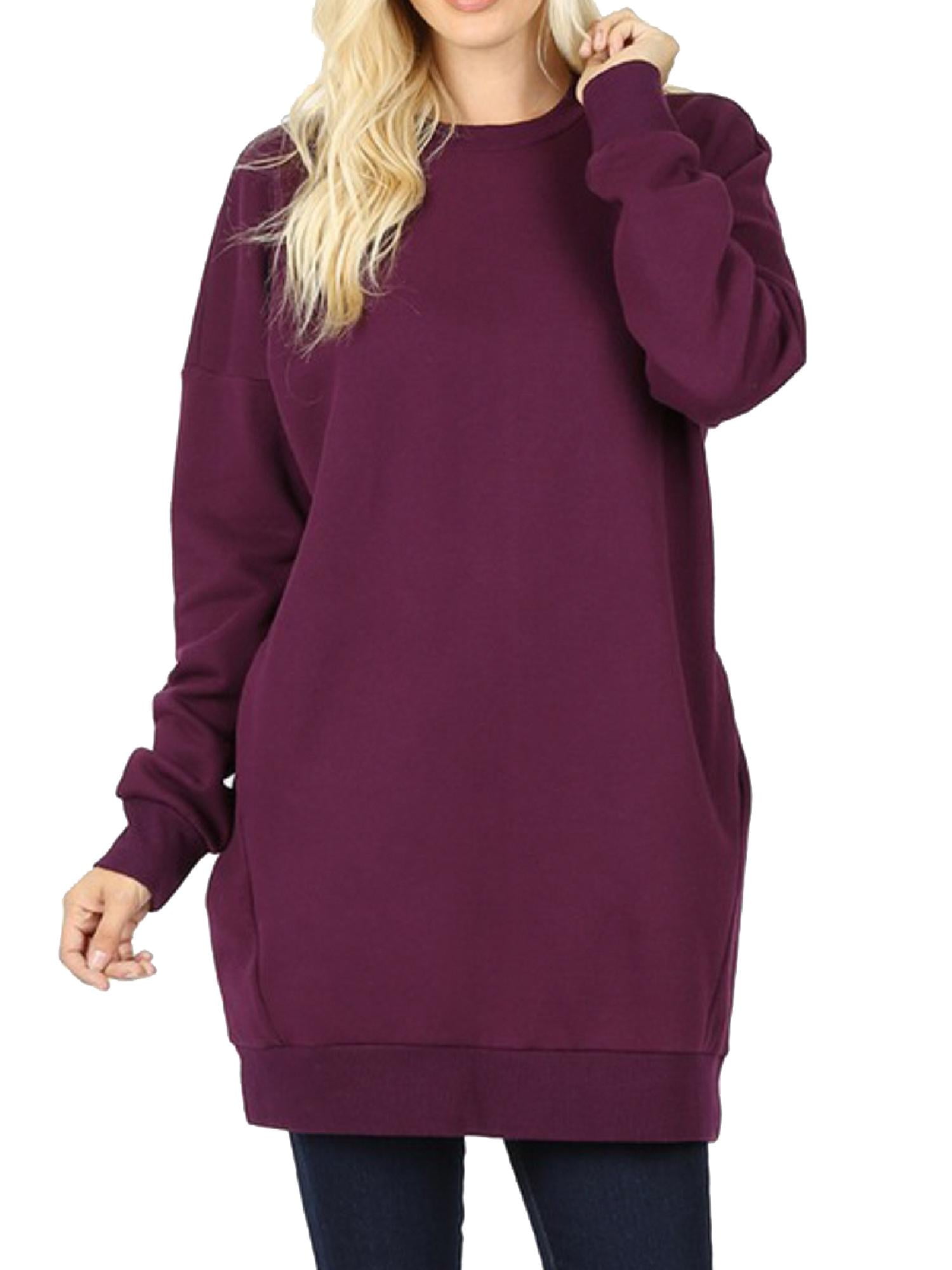 MixMatchy Women's Casual Oversized Loose Fit Crew/V Neck Fleece ...