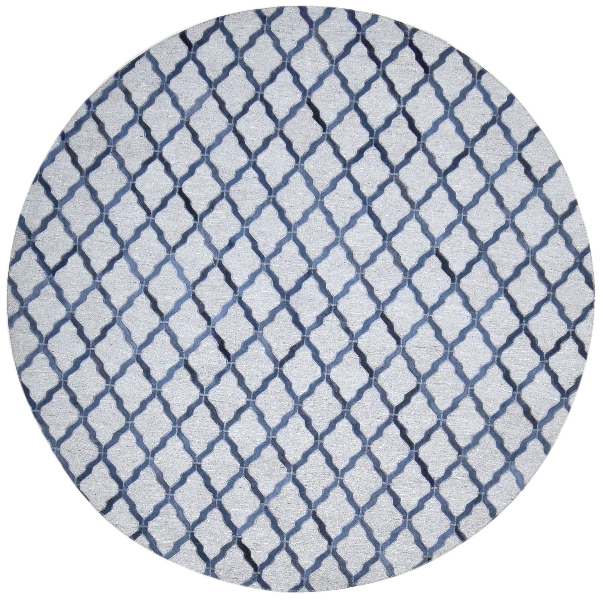 Leather / Cotton Blue Rug 6X6 Modern Hand Woven Moroccan Trellis Room ...