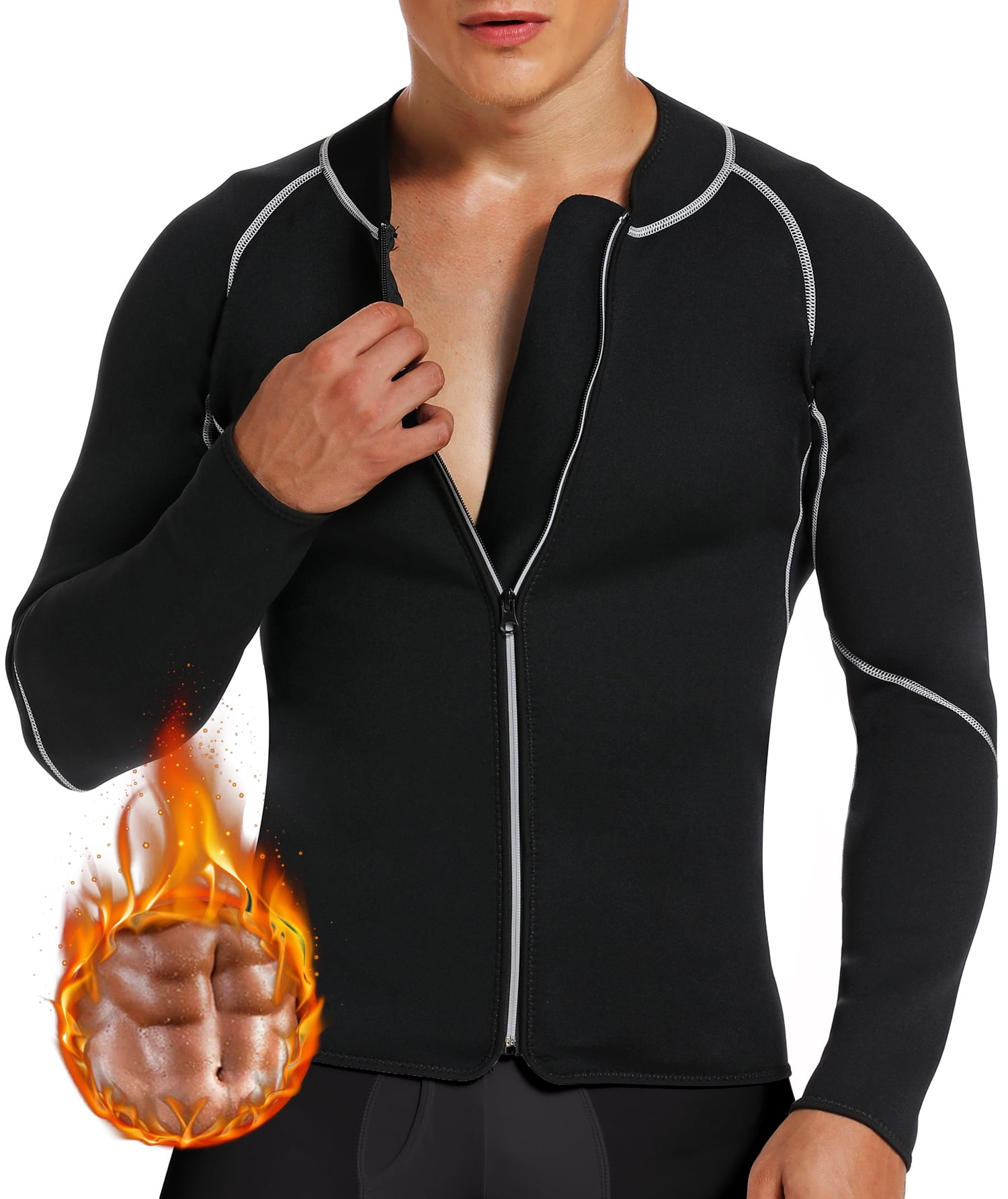 Vaslanda Neoprene Sauna Suit for Men Waist Trainer Vest Zipper Workout ...