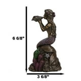 Ocean Marine Mermaid Siren Princess Blowing Sconce Shell On Coral Rock ...