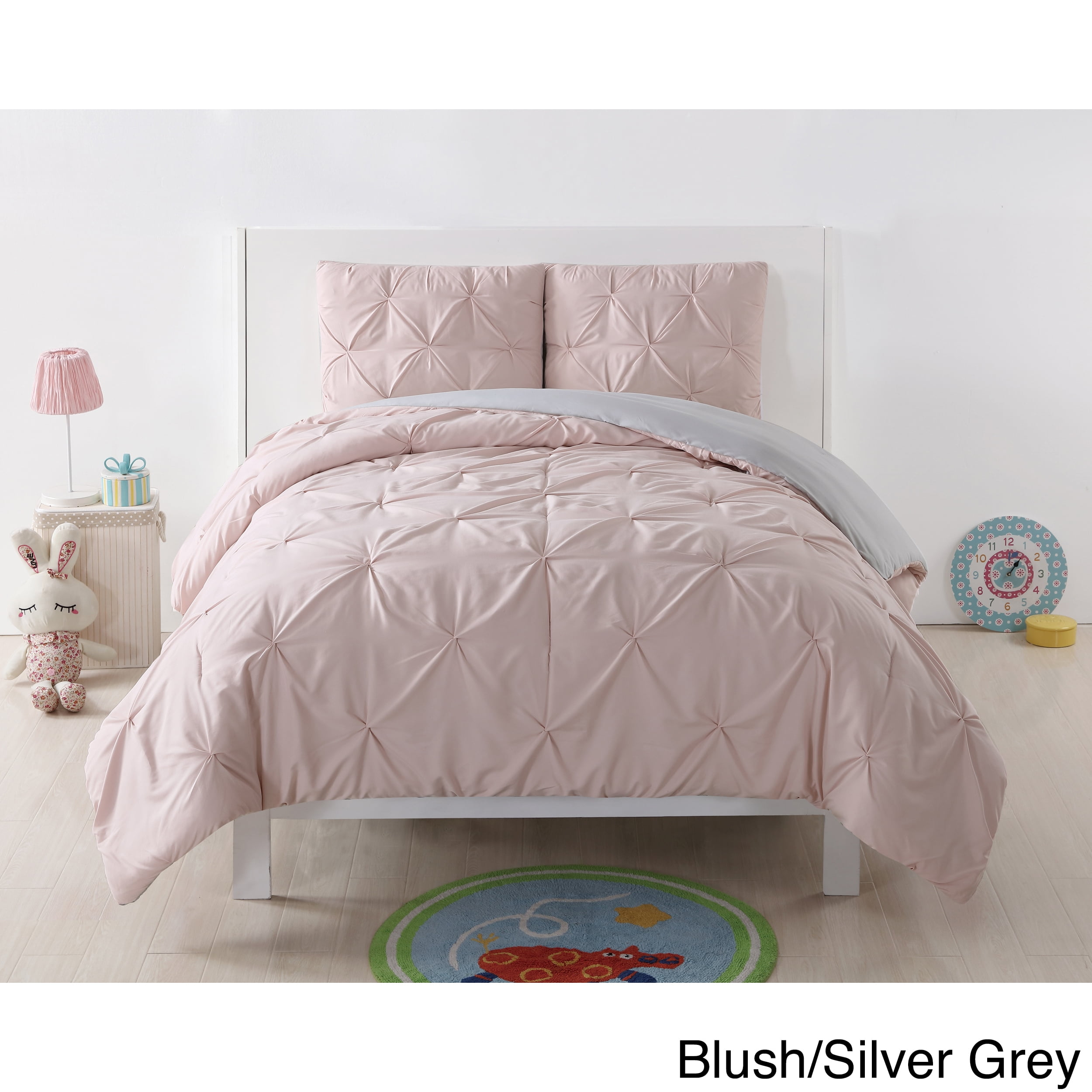 Pleated Blush Comforter Set by My World - Walmart.com