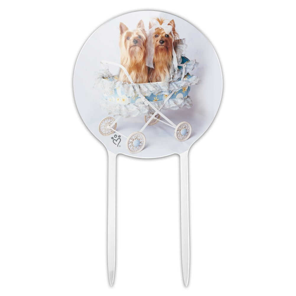 Acrylic Yorkie Yorkshire Terriers Dog Baby Stroller Cake Topper Party ...