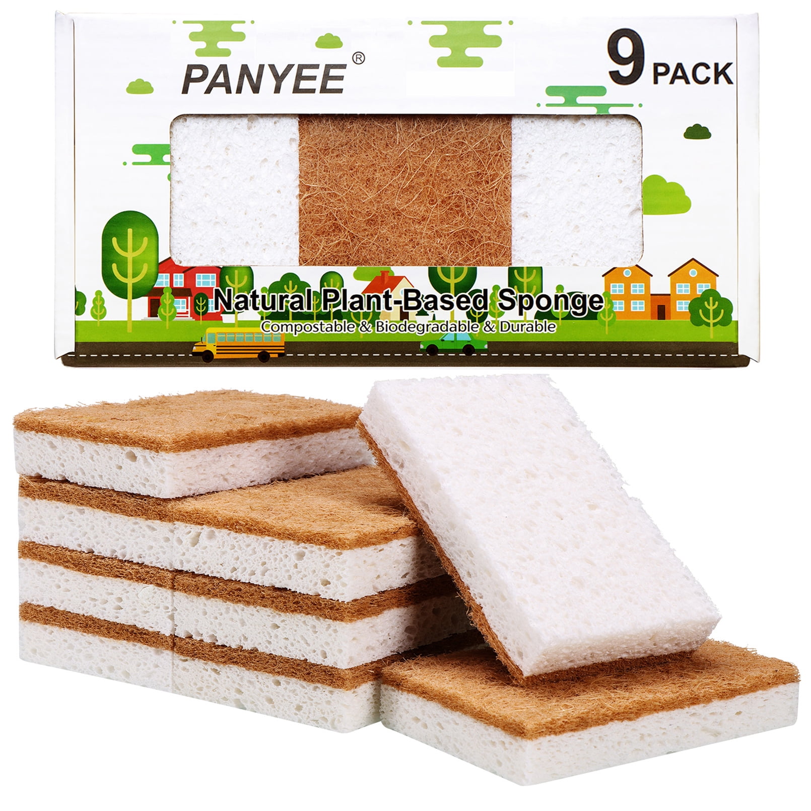 Natural Sponge 9Pack ,Eco Friendly Non-Scratch Scrub Sponge ...
