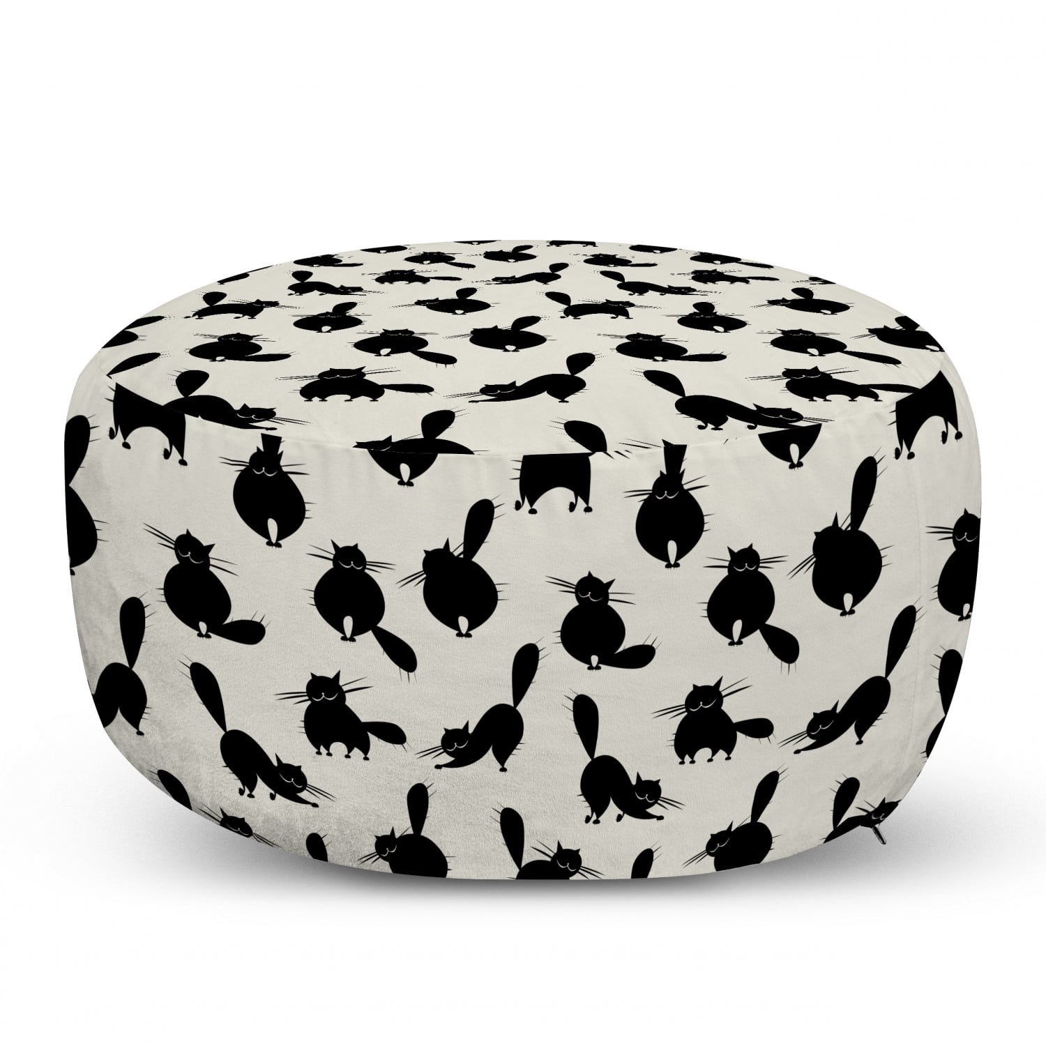 Cat Pouf Cover with Zipper, Funny House Pet Silhouettes with Various ...