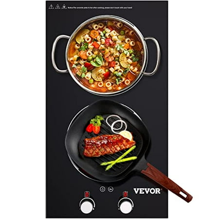 VEVOR Built in Electric Stove Top, 11 inch 2 Burners, 220V Ceramic ...