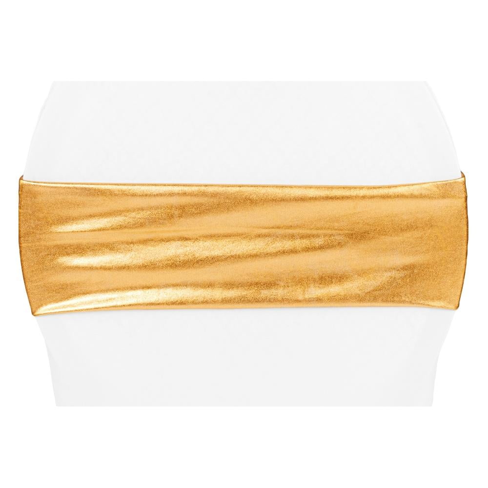 10 Pcs, Spandex Chair Band 5" X 12" - Metallic Gold For Baby Showers ...