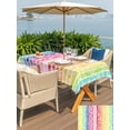Abstract Flowers Rectangle Outdoor Tablecloth with Umbrella Hole White ...