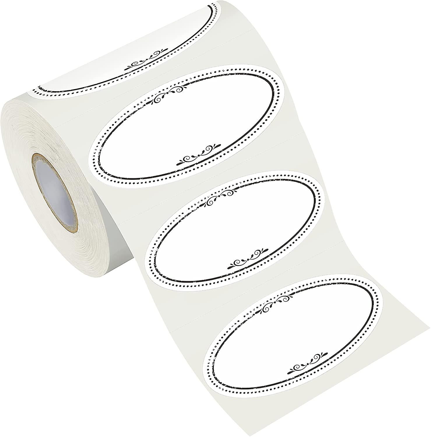 300 Oval Canning Labels, Black Dots Borders, Water And Oil Resistant ...