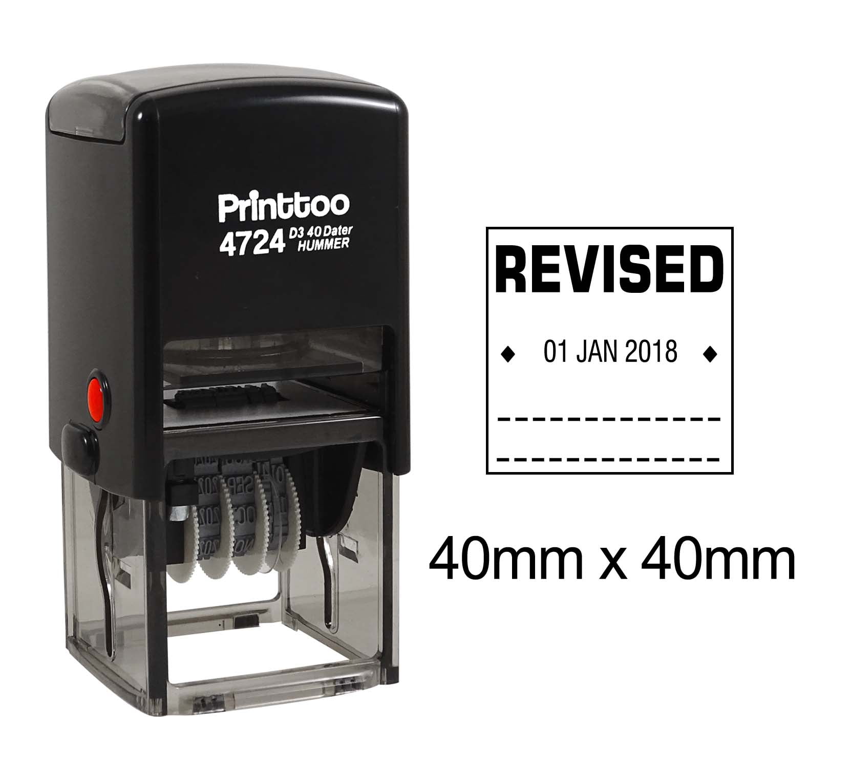 Printtoo Office Stationery Document Dater Stamp With Revised Text Self ...
