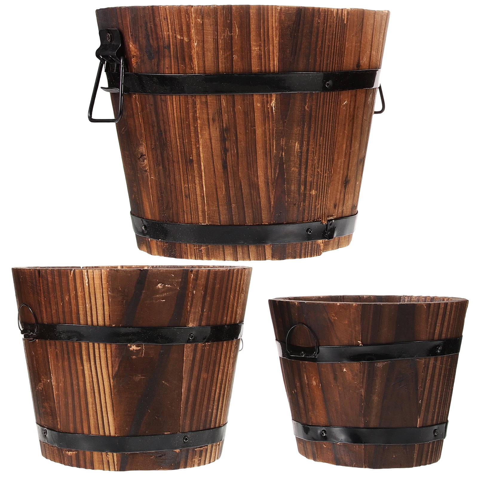 Click here for Ifanlandor 3pcs Vintage Wooden Barrel Planter Deco... prices