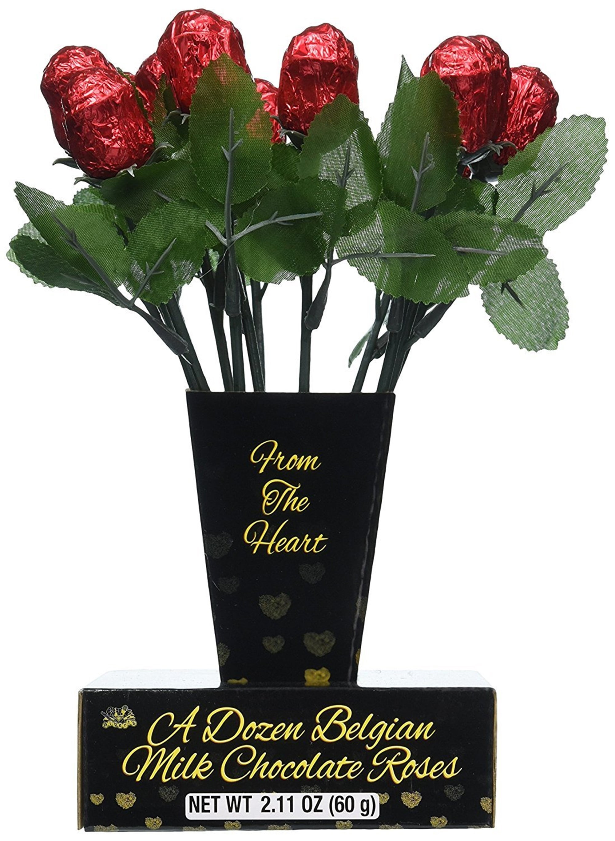 Valentines Day One Dozen Belgian Milk Chocolate Roses in Gift Box ...