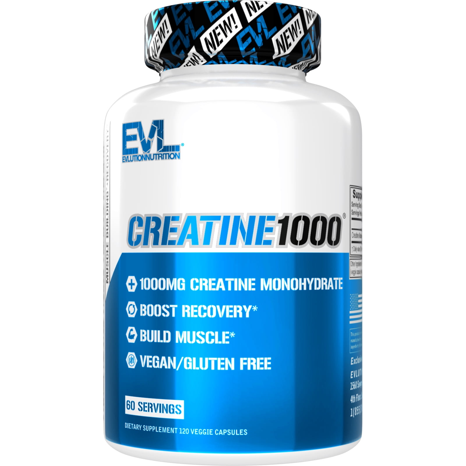 Creatine Monohydrate Pills 120ct - EVL Nutrition Muscle Builder ...