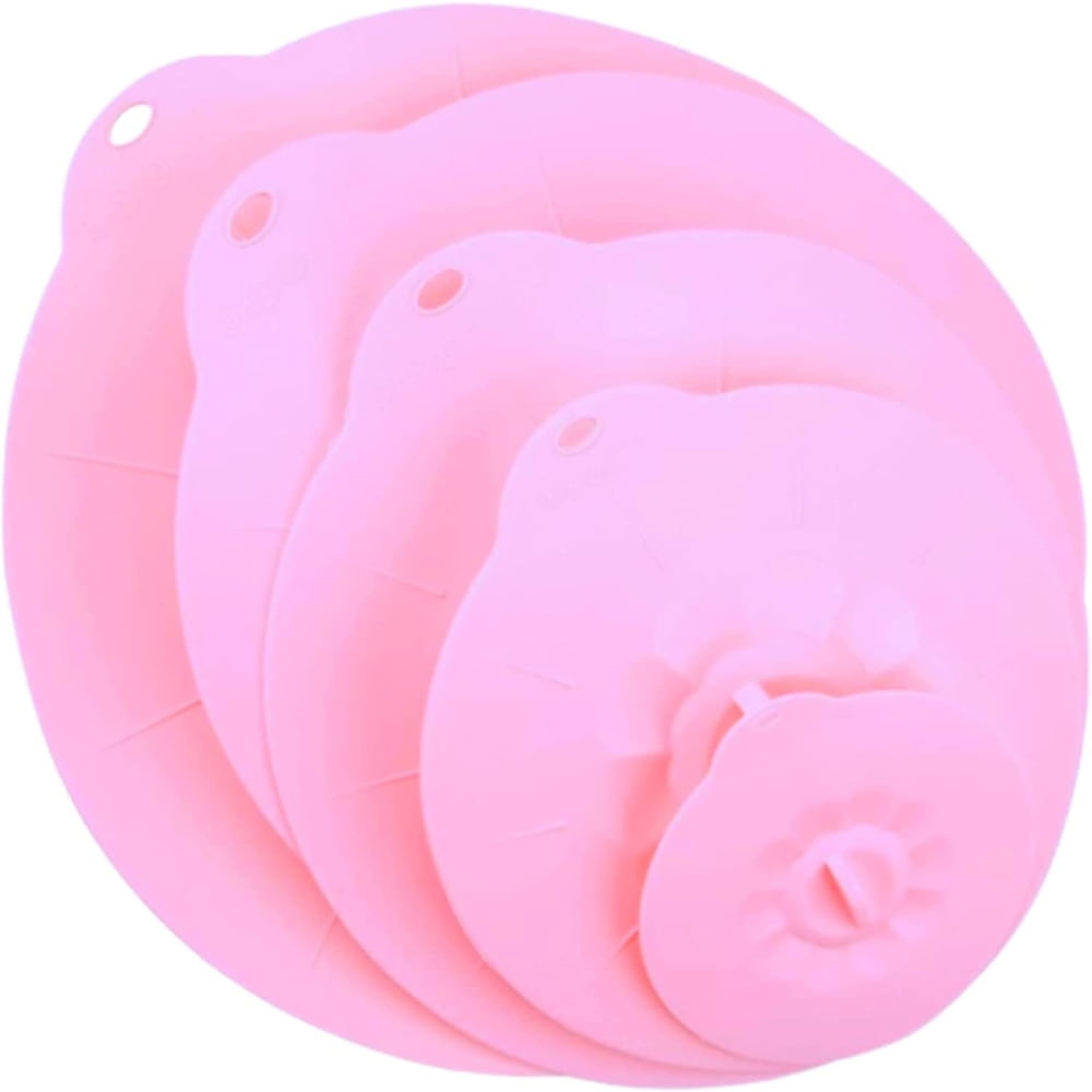 Dsseng Silicone Bowl Lids Pink, Set of 5 Reusable Suction Seal Covers ...